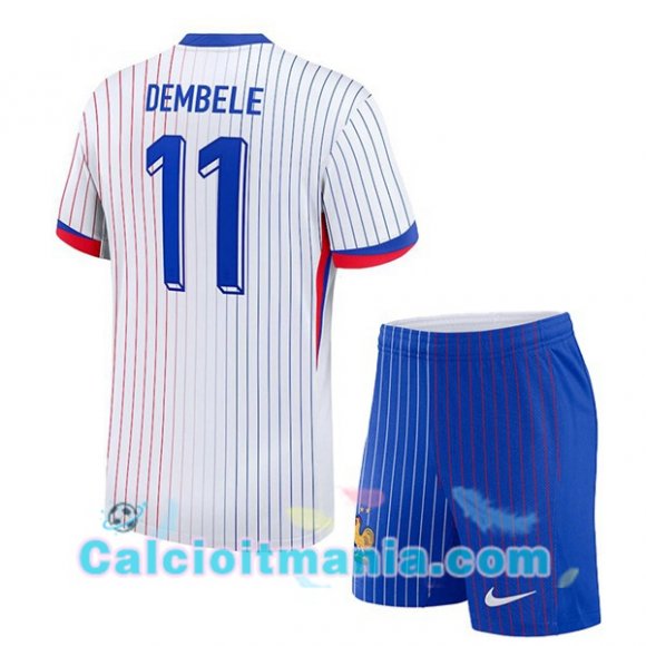 Maglia Della Nazionale Francia (DEMBELE 11) Bambino Seconda Bianco UEFA ...