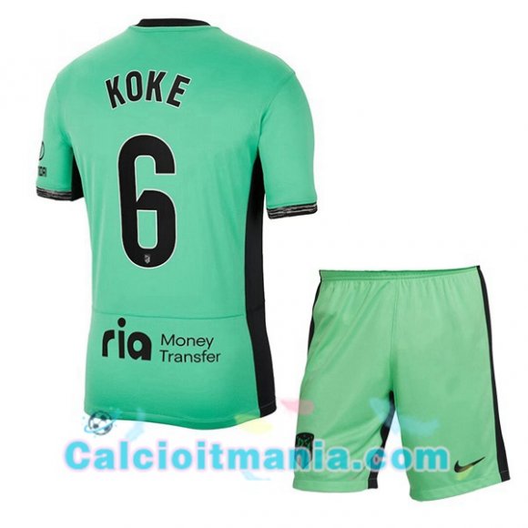 Maglia Calcio Atletico Madrid (Koke 6) Bambino Terza Verde 2023-2024 ...