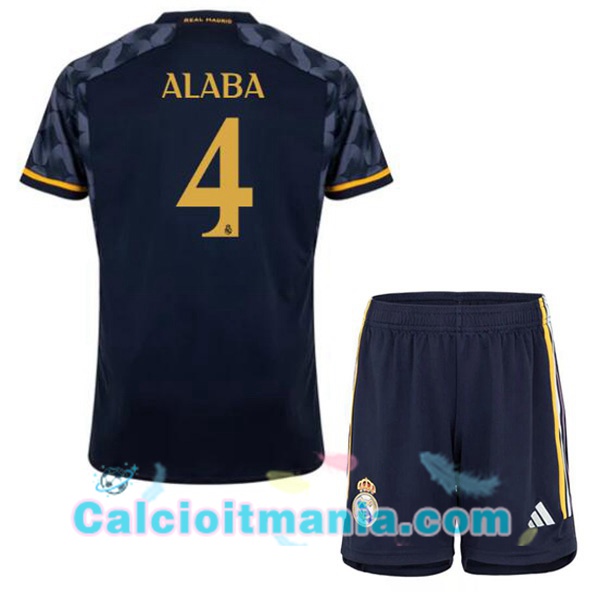 Maglia Calcio Real Madrid (Alaba 4) Bambino Seconda Blu Royal 2023-2024 ...